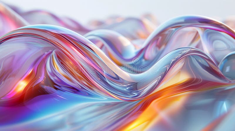 Abstract Colorful Waves of Translucent Fluid Shapes. Stock Illustration ...