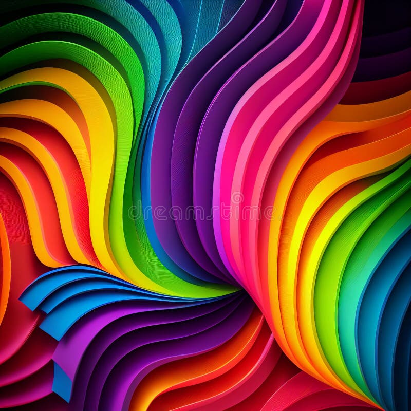 Abstract Colorful Wavy Background, Ai Generation Stock Illustration ...