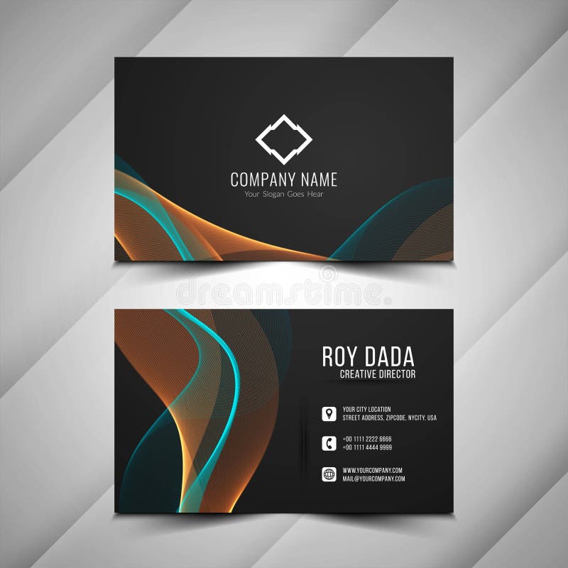 Abstract Colorful Wavy Business Card Design Template Stock Vector ...