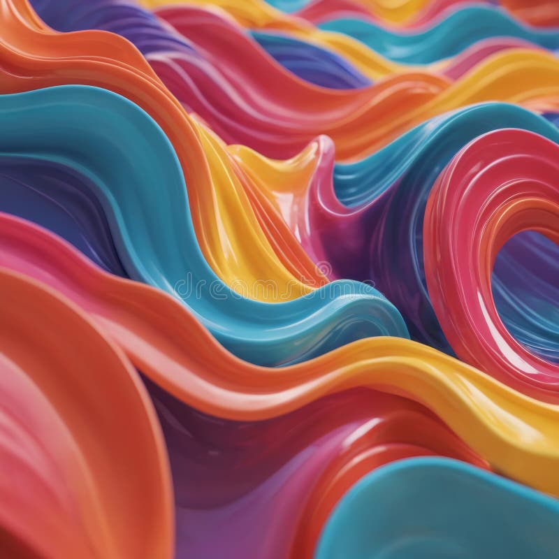 Abstract Colorful Wavy Dynamic Flows Background Stock Illustration ...