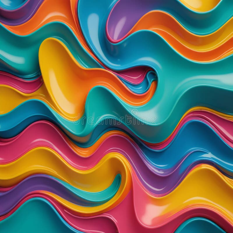 Abstract Colorful Wavy Dynamic Flows Background. Multicolor Glossy ...