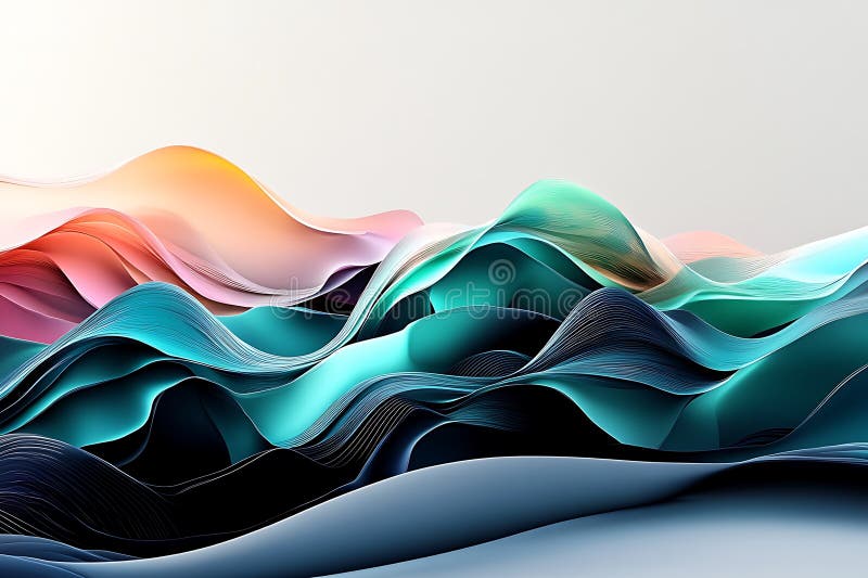 Abstract Colorful Wavy Landscape Stock Illustration - Illustration of ...