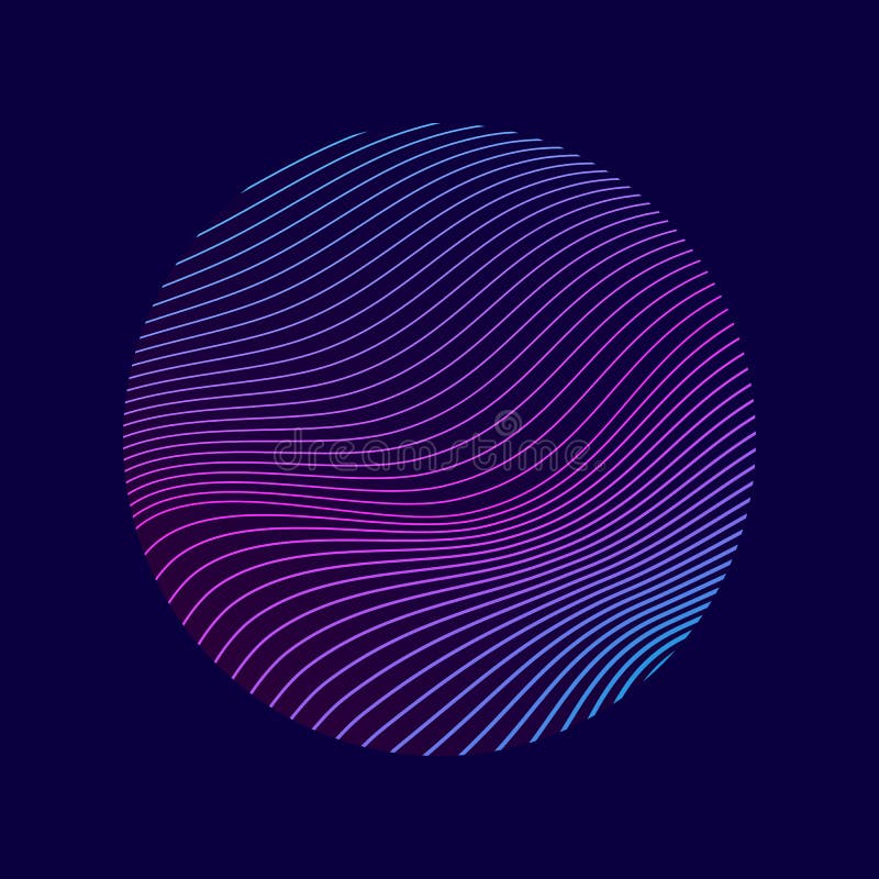 Abstract Colorful Wavy Lines in Circle on Dark Background Stock Vector ...