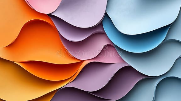 Abstract Colorful Wavy Paper Layers Design Stock Illustration ...