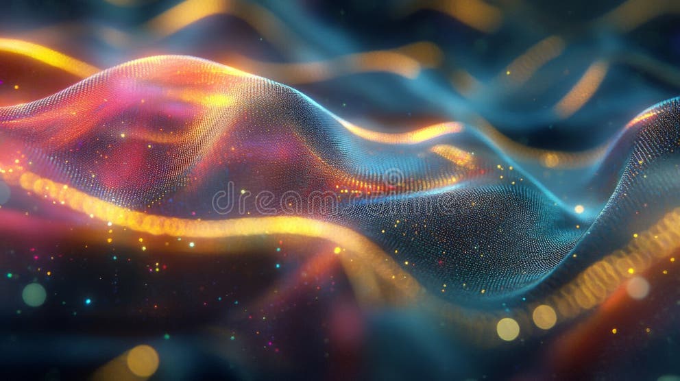 Abstract Colorful Wavy Particle Flow Design Stock Illustration ...
