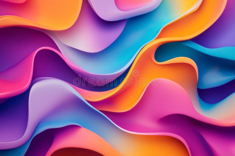 Abstract Colorful Wavy Pattern with Layered Fluid Shapes Stock ...