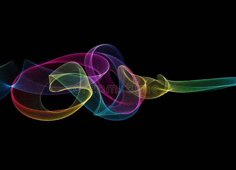 Abstract Colorful Wavy Smoke Flame Over Black Background Stock ...