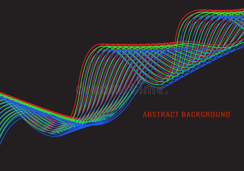 Abstract Colorful Wavy Soft Pattern on Black Background Stock Vector ...