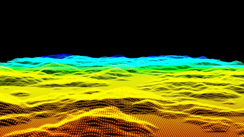 Abstract Red Wireframe Landscape Background. Cyberspace Grid. 3d ...