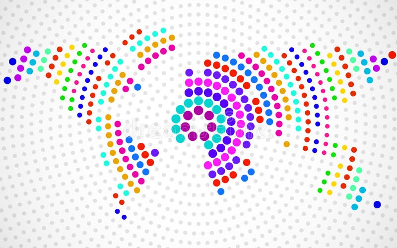 Abstract Colorful World Map of Radial Dots Stock Vector - Illustration ...
