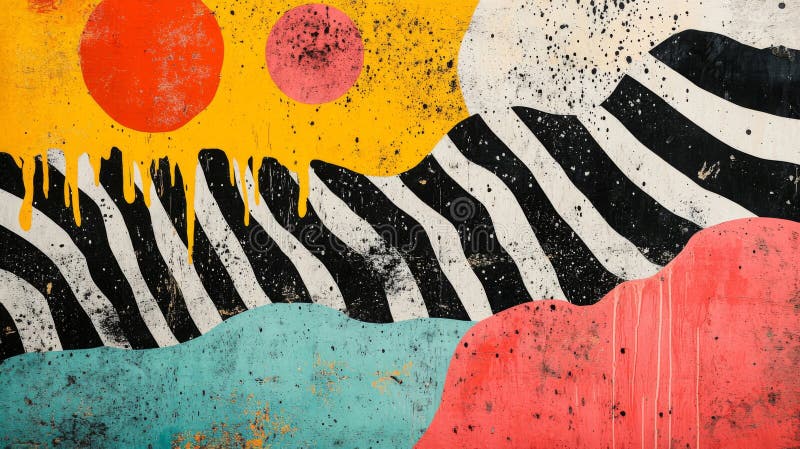 Abstract Colorful Zebra Stripe Pattern with Paint Drips Stock ...