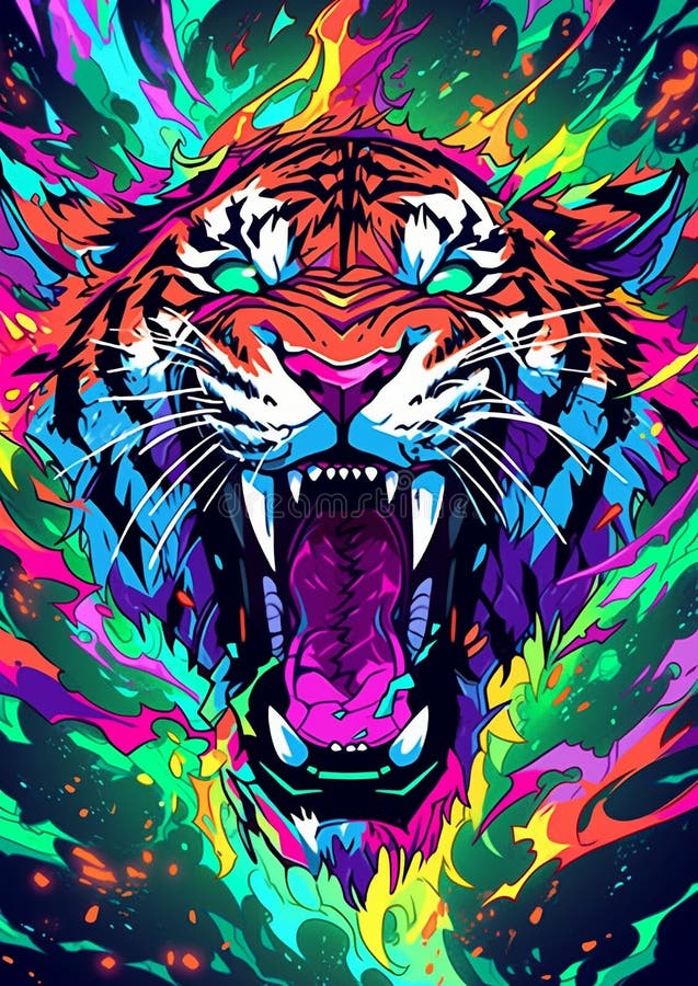 Abstract Colorfull Tiger. Modern Futuristic. Stock Illustration ...
