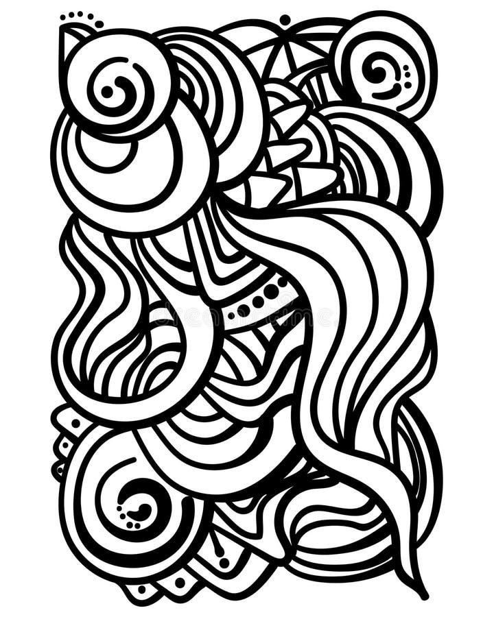 Abstract Coloring Page with Fantasy Patterns and Lines, Patterned ...