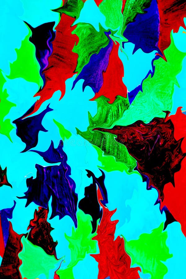 Abstract Coloured, Distorted Shapes, in Shades of Red, Dark Blue, and ...