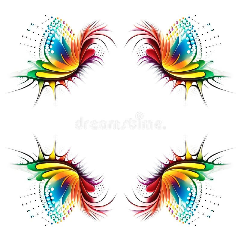 Abstract Colourful Butterfly Seamless Symmetrical Pattern White ...