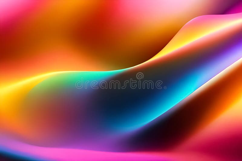 Abstract Colourful Curved Waves in Motion. Gradient Design, Fluid, Iridescent, Holographic ...