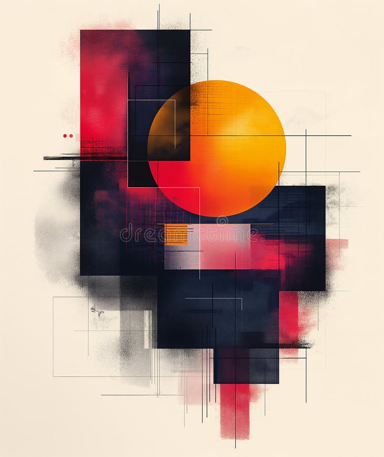 Abstract Colourful Geometric Wallpaper on Beige Background. Stock ...