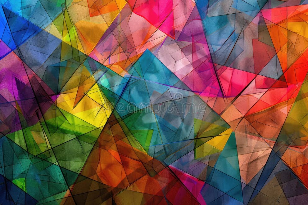 Abstract Colourful Geometry Polygon Multiple Triangles Repetitive ...