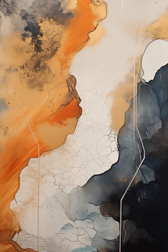 Abstract Colourful Mineral Pattern Orange Rust White Black Background ...