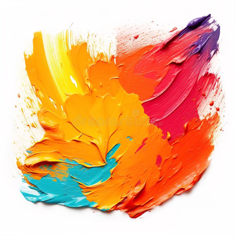 Multi Coloured Colourful Paint Art Brush Stroke Texture White ...