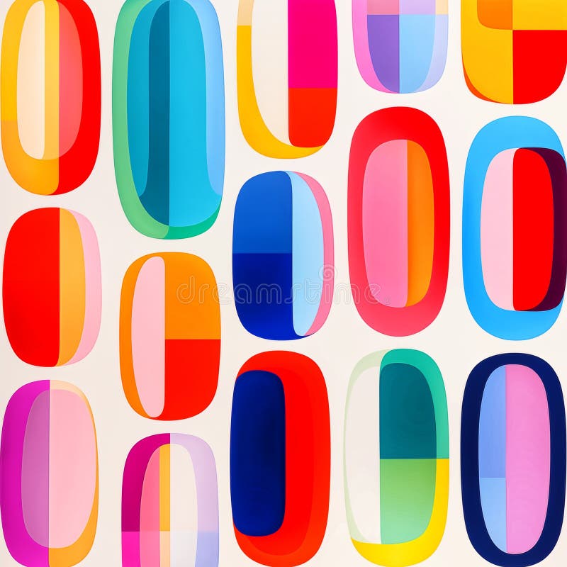 Abstract Colourful Oblong Shapes Design Pattern Graphic Illustration on ...