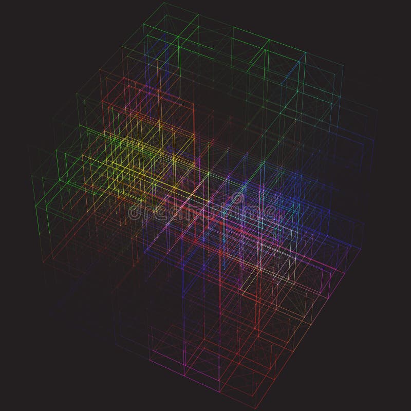 Colourful Plexus Cube Background Stock Vector - Illustration of network ...