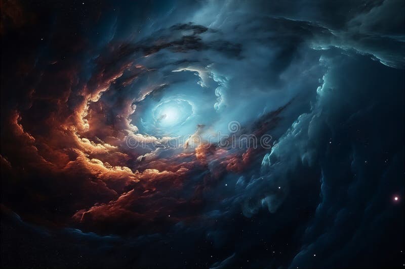 Abstract Colourful Spiral Galaxy In Space Interstellar Nebula Realistic Swirling Vortex Ai