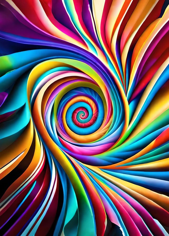 Abstract Swirl Psychedelic Colourful Fractal Curves Design Pattern ...