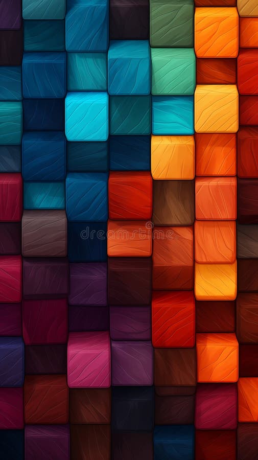 Abstract Colourful Wooden Cubic Blocks Design Pattern Wallpaper Stock ...