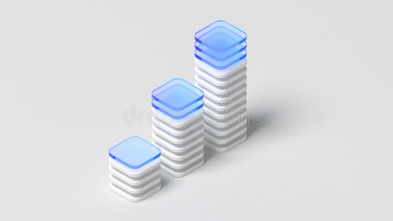 Abstract Column Chart. Solid and Translucent. White and Blue Color ...