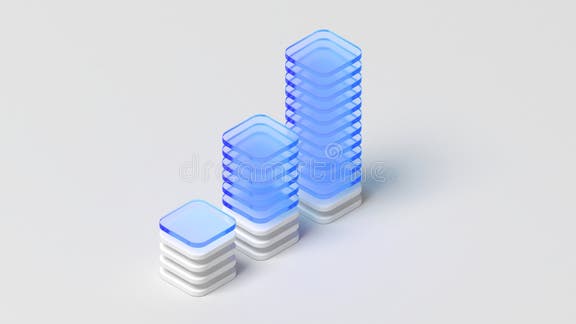 Abstract Column Chart. Solid and Translucent. White and Blue Color ...