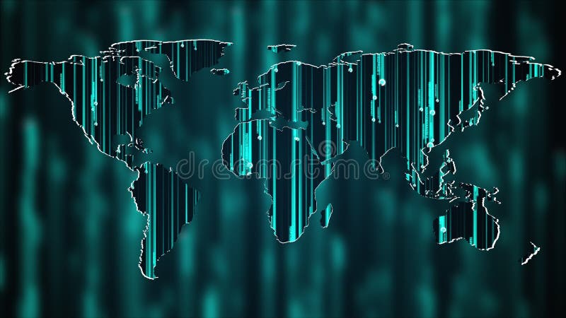 Abstract Combination of Technology Background and Geographic Map of the ...