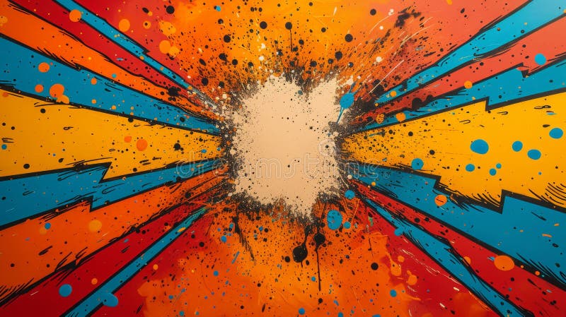 Abstract Comic Book Explosion with Bright Colors and Paint Splatter ...