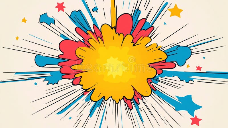 Abstract Comic Book Explosion Illustration with Vibrant Colors. Dynamic ...