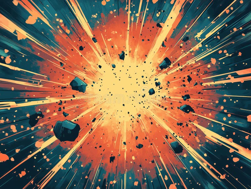 Abstract Comic Book Illustration Explosion, Burst Effect Background ...