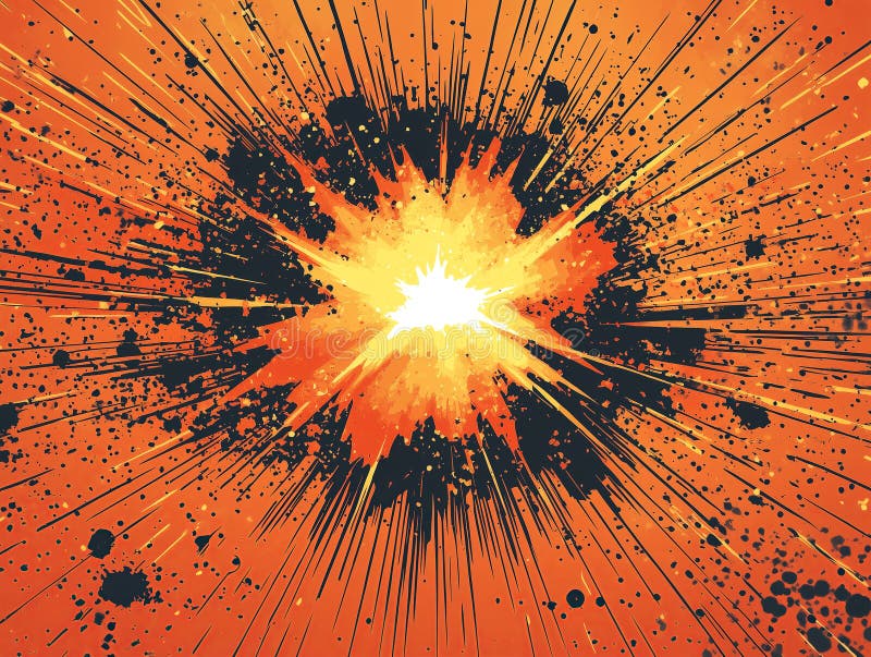 Abstract Comic Book Illustration Explosion, Burst Effect Background ...