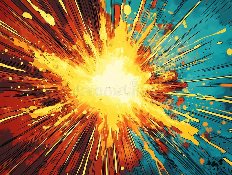 Abstract Comic Book Illustration Explosion, Burst Effect Background ...