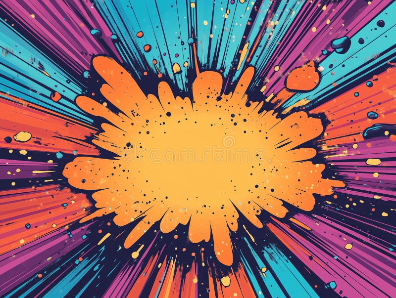 Abstract Comic Book Illustration Explosion, Burst Effect Background ...
