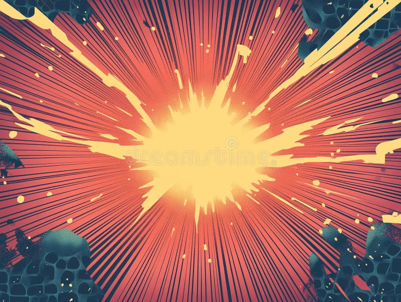 Abstract Comic Book Illustration Explosion, Burst Effect Background ...