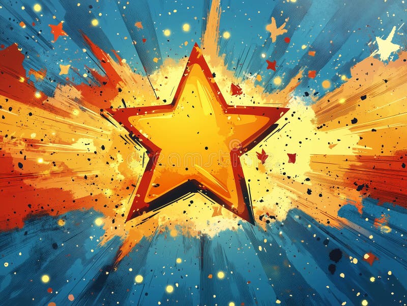 Abstract Comic Book Illustration , Star Effect Background,with Halftone ...