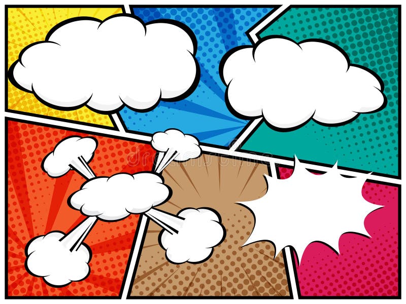 Abstract Comic Book, Pop Art Cartoon Layout Template Halftone Dotted ...