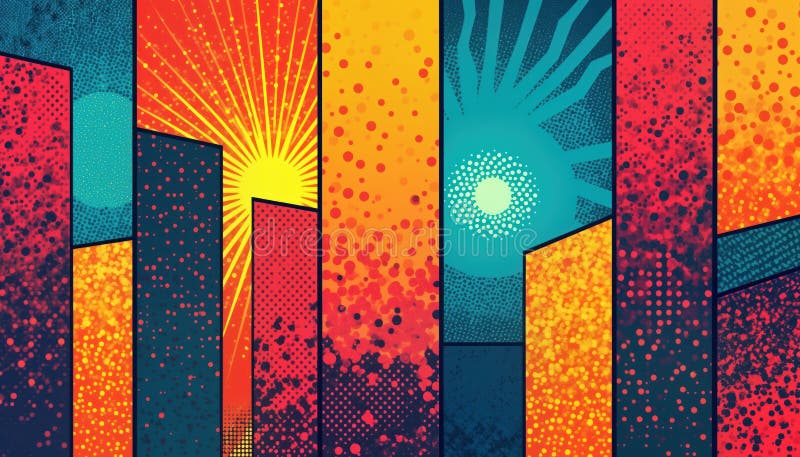 Abstract Comic Book Style Design Featuring Vibrant Colorful Panels ...