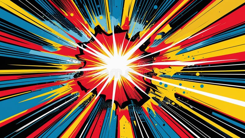 An Abstract Comic Book-style Illustration with a Burst Effect As the ...