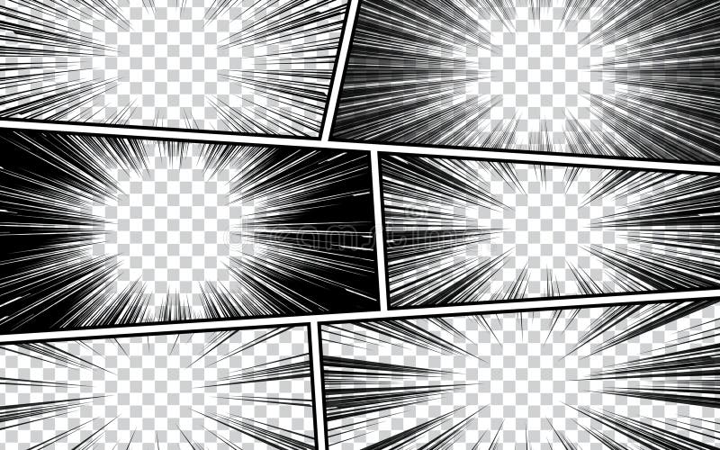 Abstract Comic Page with Set on Transparent Background. Vector ...