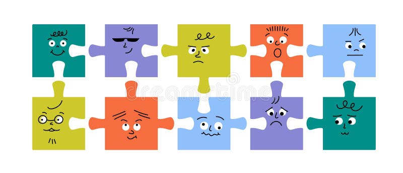 Jigsaw Puzzle Pieces Happy Face Stock Illustrations – 77 Jigsaw Puzzle ...