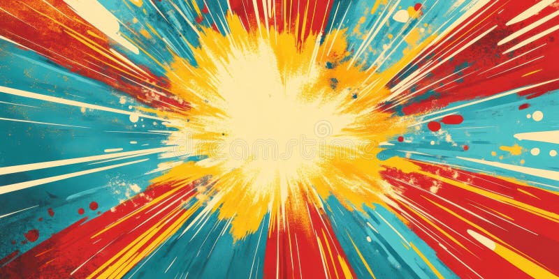 An Abstract Comic-style Background Showcasing a Dynamic Explosion ...