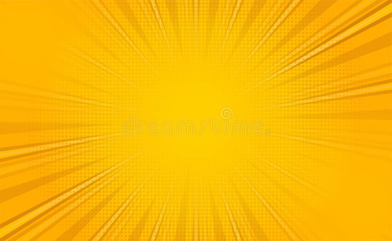 Abstract Comic Zoom Yellow Focus Lines Empty Background Stock Vector ...