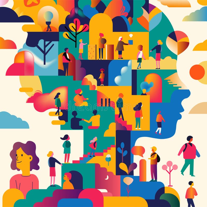 Abstract Community Interaction Art Vector Stock Vector - Illustration ...