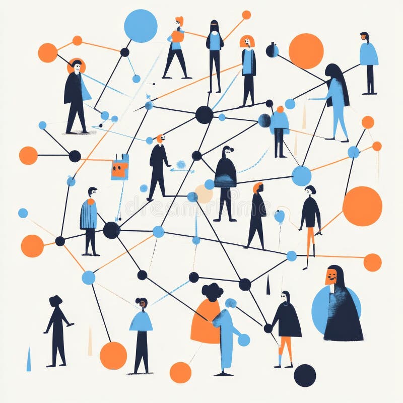Abstract Community Network Diverse Figures Connected Nodes Stock Photos ...