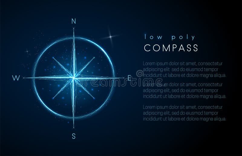 Abstract Compass Icon. Low Poly Style Design Stock Vector ...
